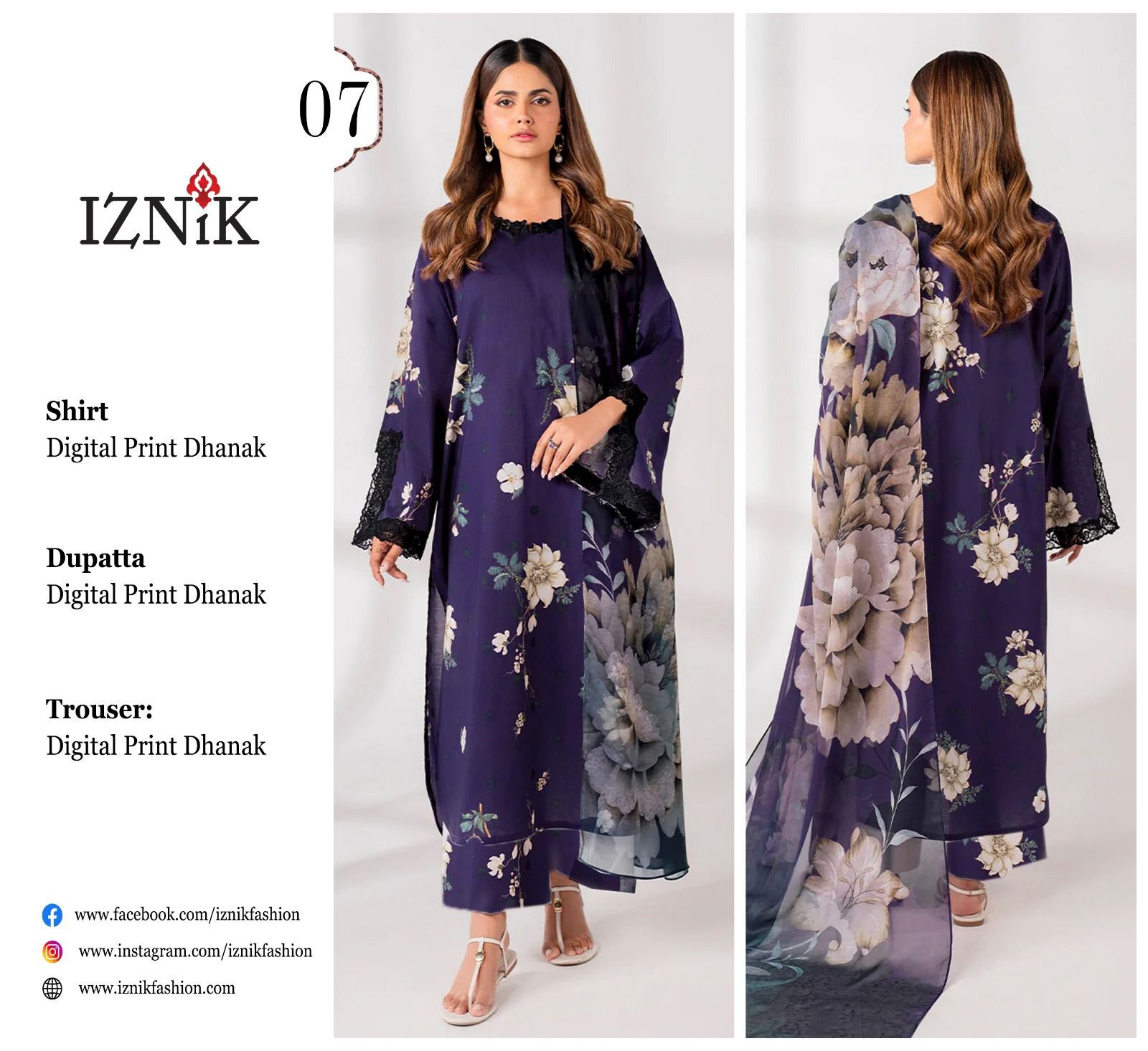 “Iznik” Digital Printed Dhanak All Over Printed {Box 5 Suits} - Madina Arts